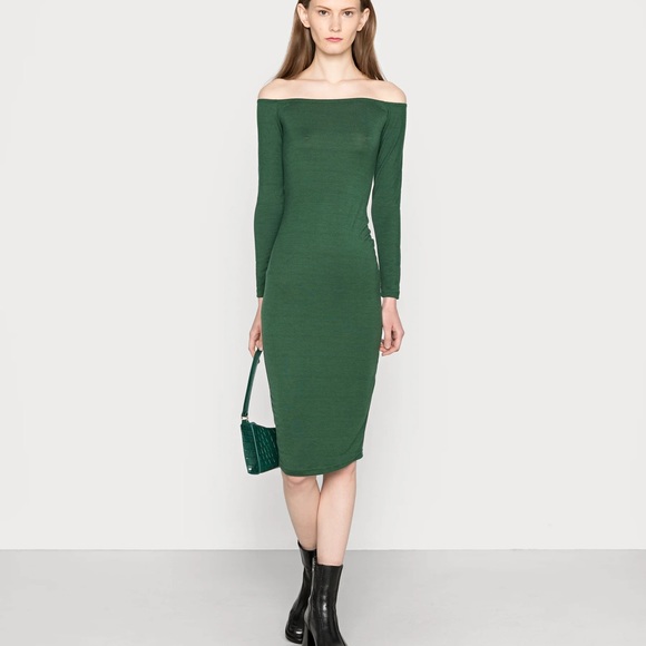 Missguided | Dresses | Basic Bardot Midi Dressdark Green | Poshmark